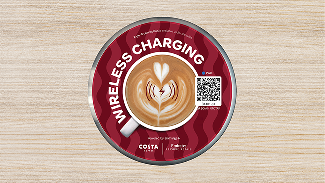 Aircharge | Case Study: Aircharge now at Costa Coffee Dubai